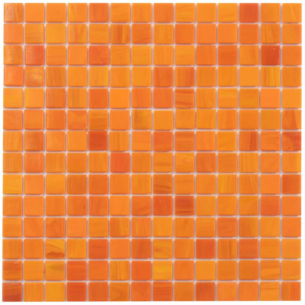 Apollo Tile Dune 4 in. x 6 in. Glossy Fire Orange Glass Mosaic Uniform ...