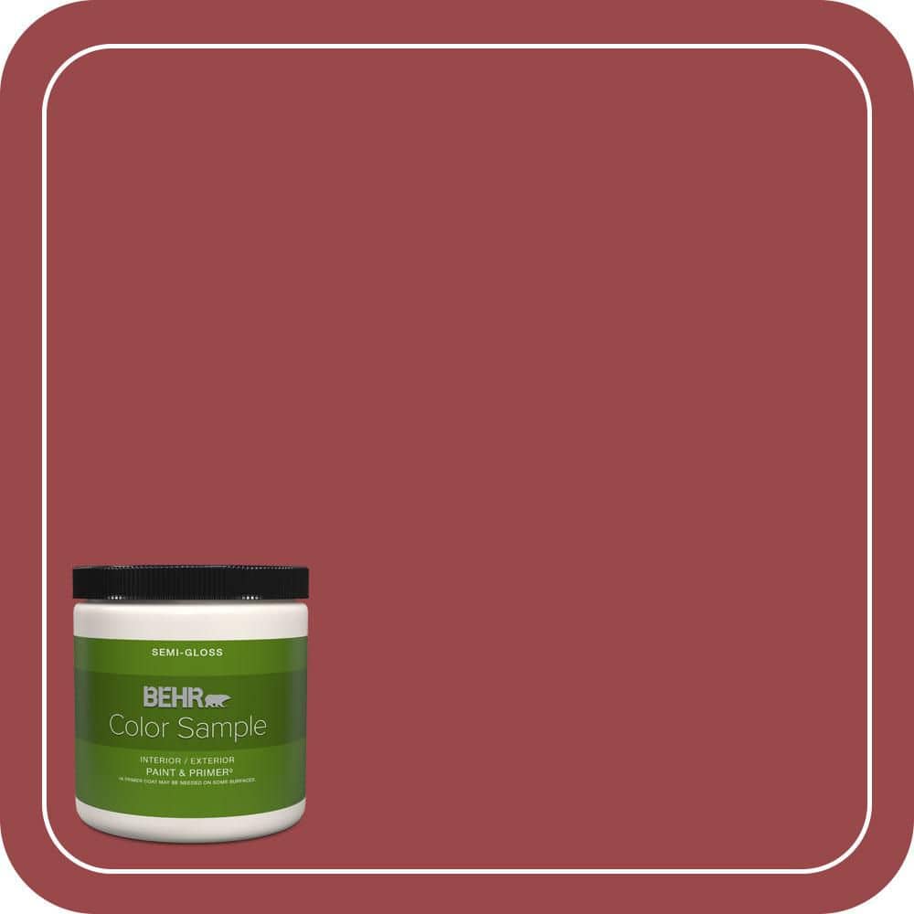 BEHR PREMIUM PLUS 8 oz. #150D-7 Regal Red Semi-Gloss Interior/Exterior ...