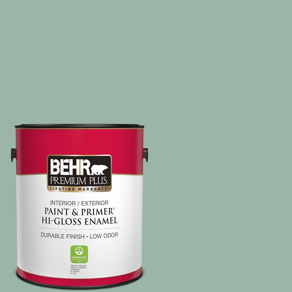BEHR PREMIUM PLUS 1 gal. #S420-3 Nile River Hi-Gloss Enamel Interior ...