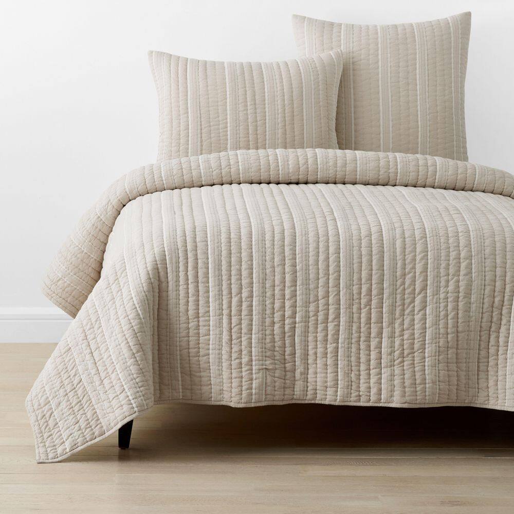 The Company Store Company Cotton Stripe Natural King Cotton Quilt ...