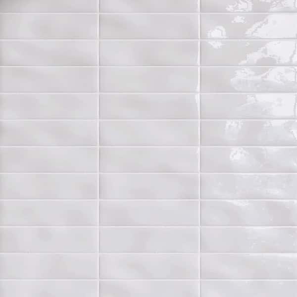 MOLOVO Sierra Blanco White 2.95 in. X 11.81 in. Glossy Ceramic Subway ...