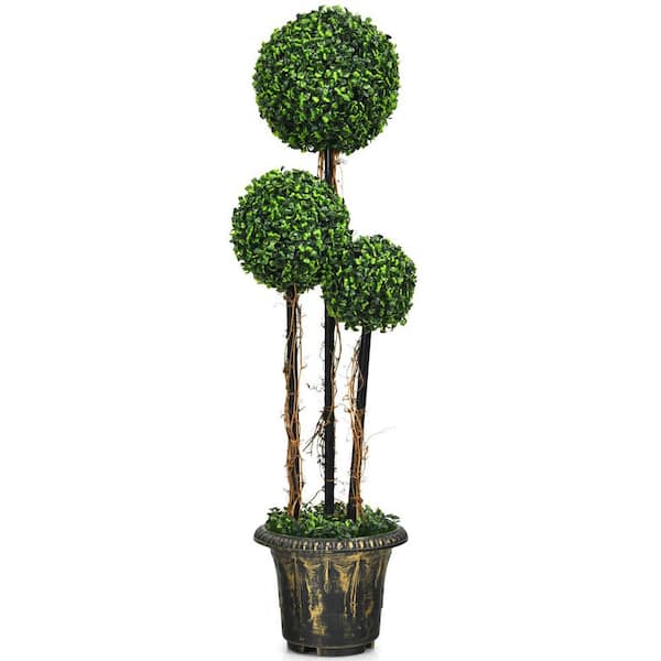 Mecale 4 ft. Artificial Topiary Triple Ball Tree Plant Bonsai Category ...
