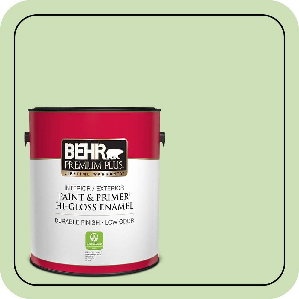 BEHR PREMIUM PLUS 1 gal. #430C-3 Peridot Hi-Gloss Enamel Interior ...