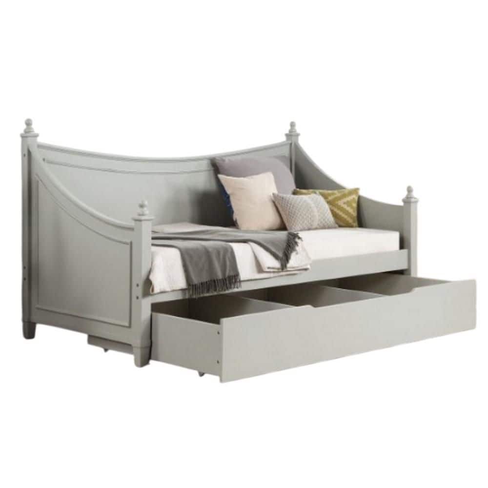 Benjara Kiki Light Gray Twin Daybed with 4-Poster Design BM328905 - The ...