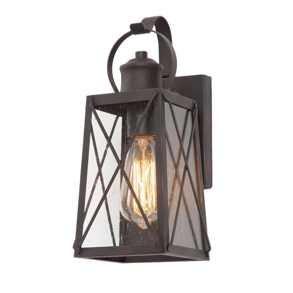 LNC Craftsman Modern Farmhouse Rust Bronze 1-Light Outdoor Wall Lantern ...