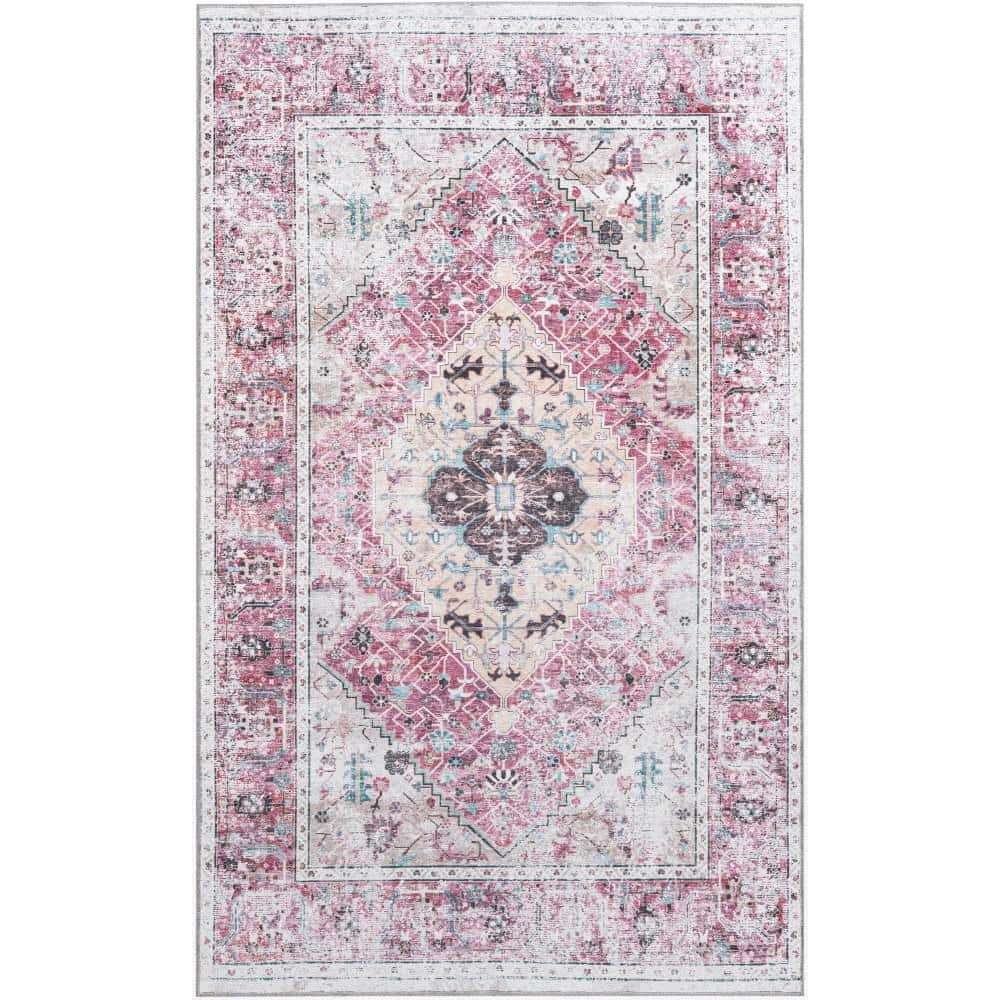 Unique Loom Yara Yash Light Coral Pink 5 ft. 1 in. x 8 ft. Area Rug ...