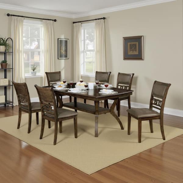 Benjara Hally Walnut Brown and Gray Wood 40 in. 4 Legs Dining Table ...