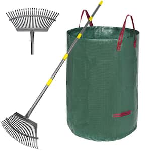 Adjustable Garden Leaf Rake - 24 in. to 63 in. Telescopic Metal Rake ...