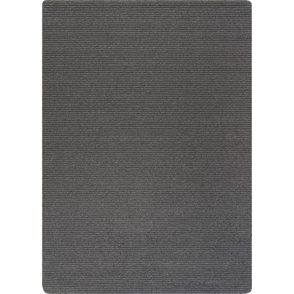 Beverly Rug Oasis Solid Gray 5 ft. x 7 ft. Non-Slip Rubber Back Indoor ...
