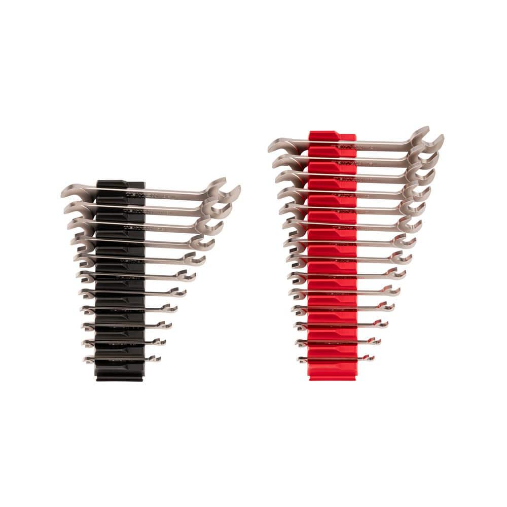 TEKTON 1/4-3/4 in., 6-19 mm Angle Head Open End Wrench Set with Modular ...