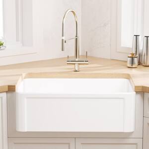 Eridanus Soleil Crisp White Ceramic 30 in. Single Bowl Farmhouse Apron ...