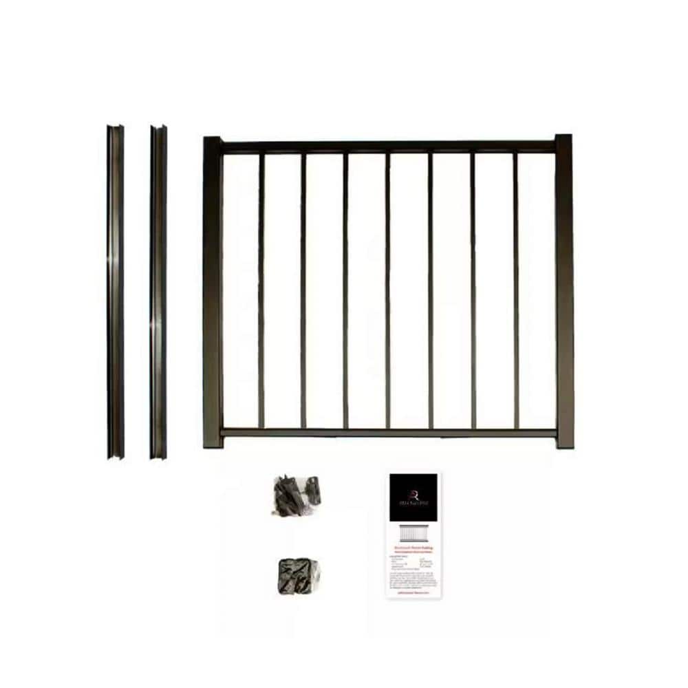 Aria Railing 36 in. x 48 in. Black Powder Coated Aluminum Preassembled ...