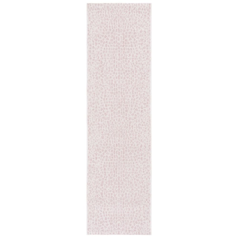 SAFAVIEH Courtyard Ivory/Blush Pink 2 ft. x 8 ft. Cheetah Geometric ...