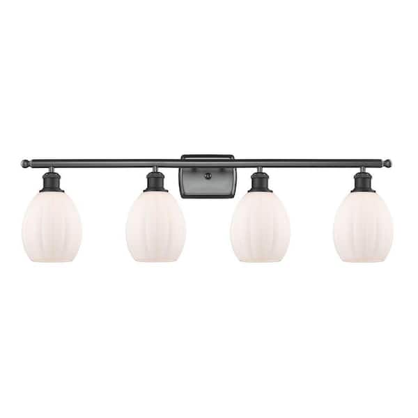 Innovations Eaton 36 in. 4-Light Matte Black Vanity Light with Glass ...