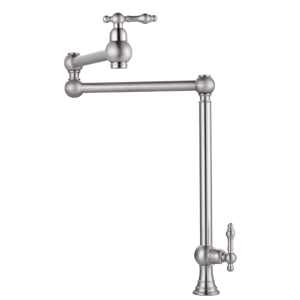 AVITAS Antique Brushed Nickel Deck Mount Pot Filler Faucet, Solid Brass ...