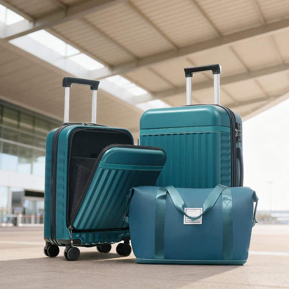 Merax 3 Bags 3-Piece Dark Green Expandable ABS Hardshell 20 in. 24 in ...