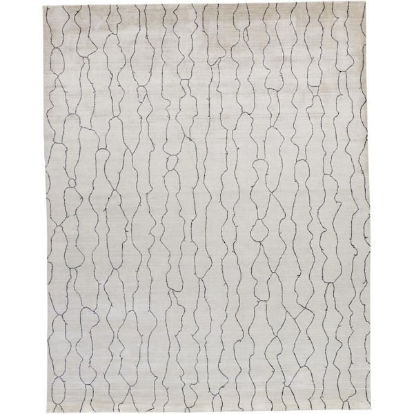 HomeRoots 4 ft. x 6 ft. Gray and Ivory Abstract Area Rug 2000511930 ...