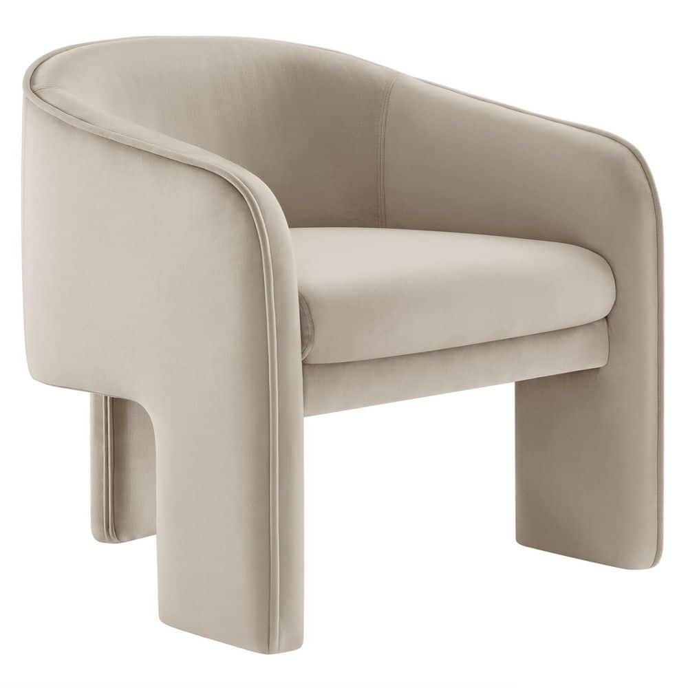 MODWAY Greer Comfy Barrel Accent Chair with 3 Legs in Almond ...