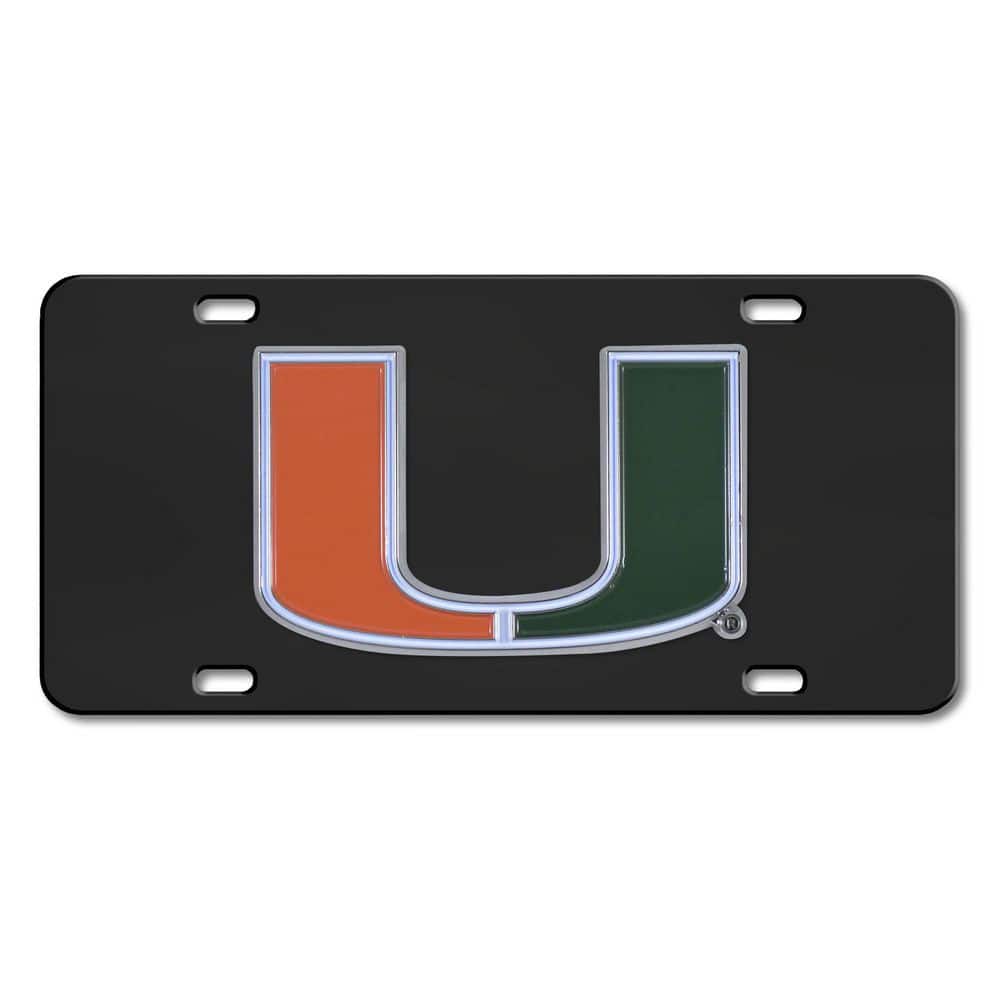 FANMATS Miami Hurricanes 3D Black License Plate 33622 - The Home Depot