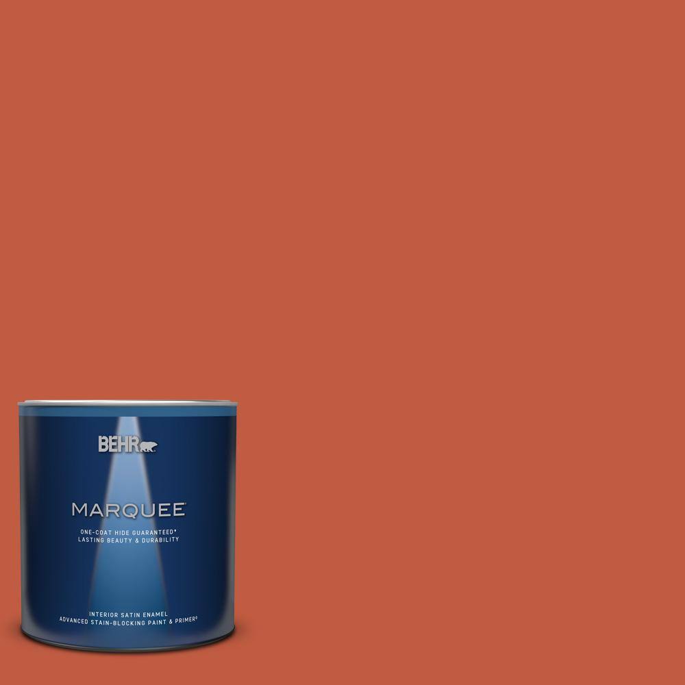 BEHR MARQUEE 1 qt. #M180-7 Deep Fire Satin Enamel Interior Paint ...