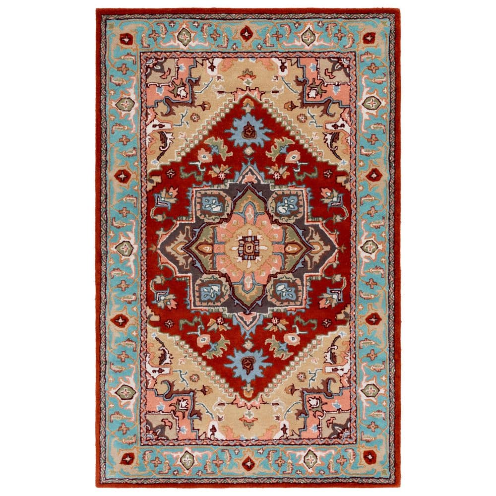 SAFAVIEH Heritage Red/Blue 5 ft. x 8 ft. Border Floral Medallion Area ...