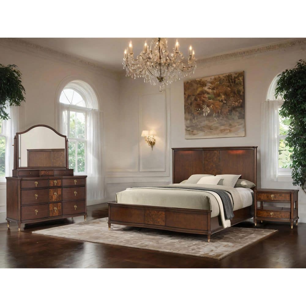 Furniture of America Whitney 4-Piece Traditional Dark Cherry Wood King ...