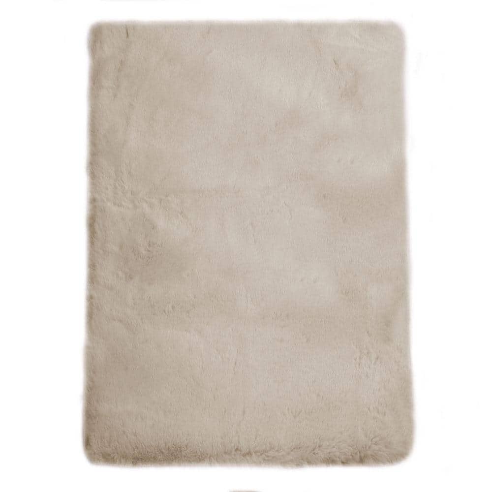 iliebe Mmlior Faux Rabbit Fur Light Brown 8 ft. x 10 ft. Fluffy Cozy ...