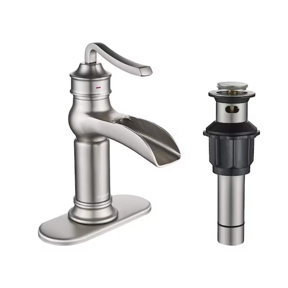 FORIOUS Single-Handle Single Hole Bathroom Faucet with Deck Plate ...