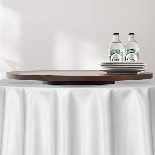 SKYSHALO 24 in. Acacia Wood Rotating Tray, 360° Swiveling Round ...