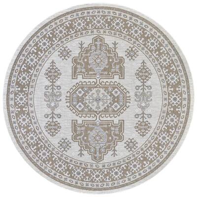 Couristan Charm Ohe Sand-Ivory 5 ft. x 8 ft. Indoor/Outdoor Area Rug ...