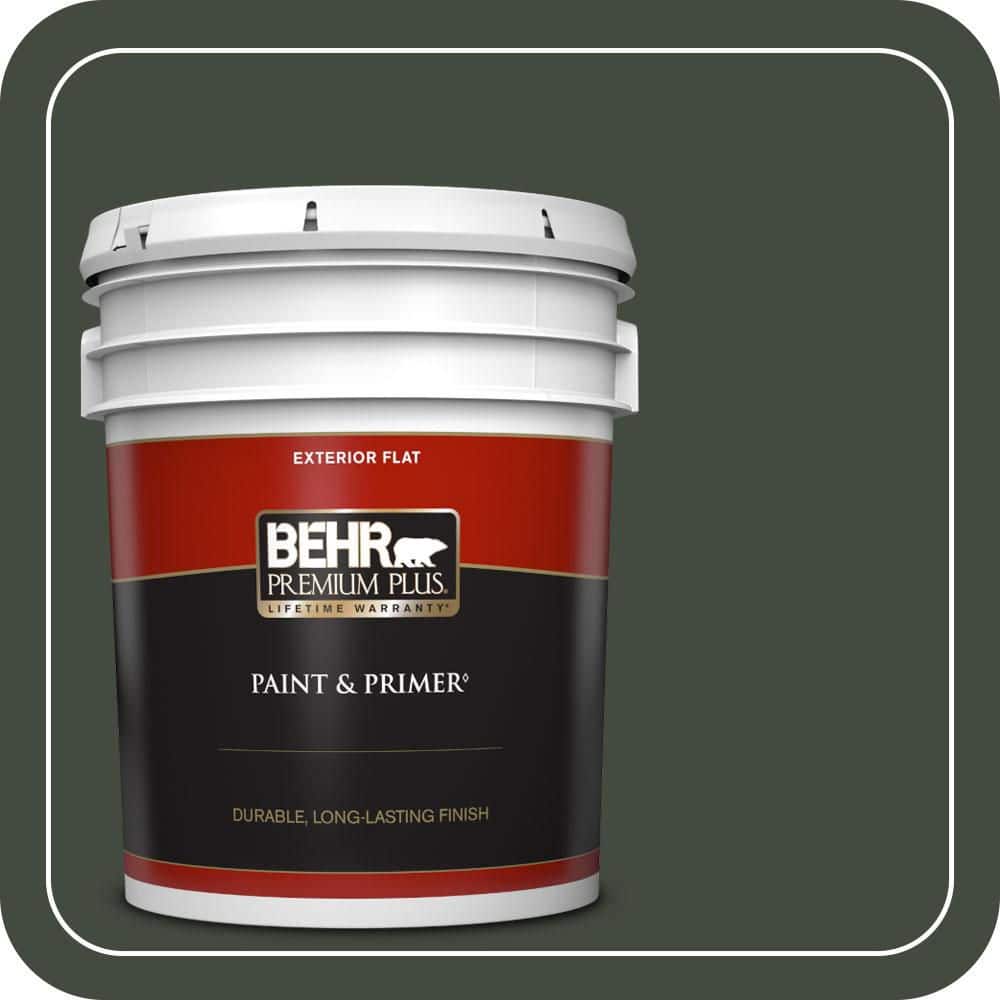 BEHR PREMIUM PLUS 5 gal. #BXC-12 Deep Forest Flat Exterior Paint ...