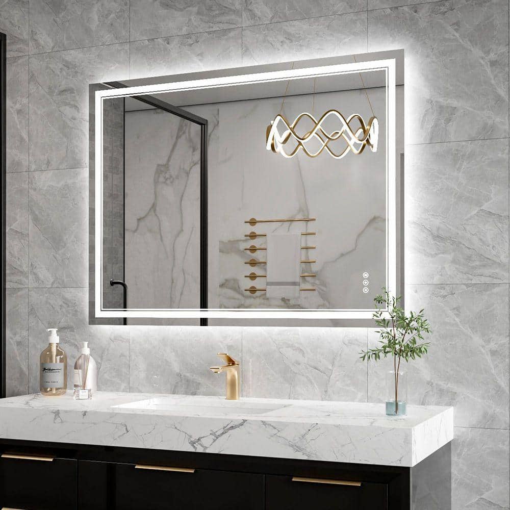 AZDHOME 48 in. W. x 36 in. H Rectangular Frameless LED Anti-Fog Wall ...