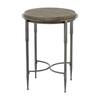 Litton Lane 18 in. Gray Large Round Wood End Accent Table with Brown ...