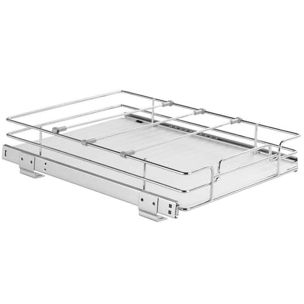 Silver Metal Pull Out Cabinet Organizer, Steel Slide Out Pantry Shelves ...