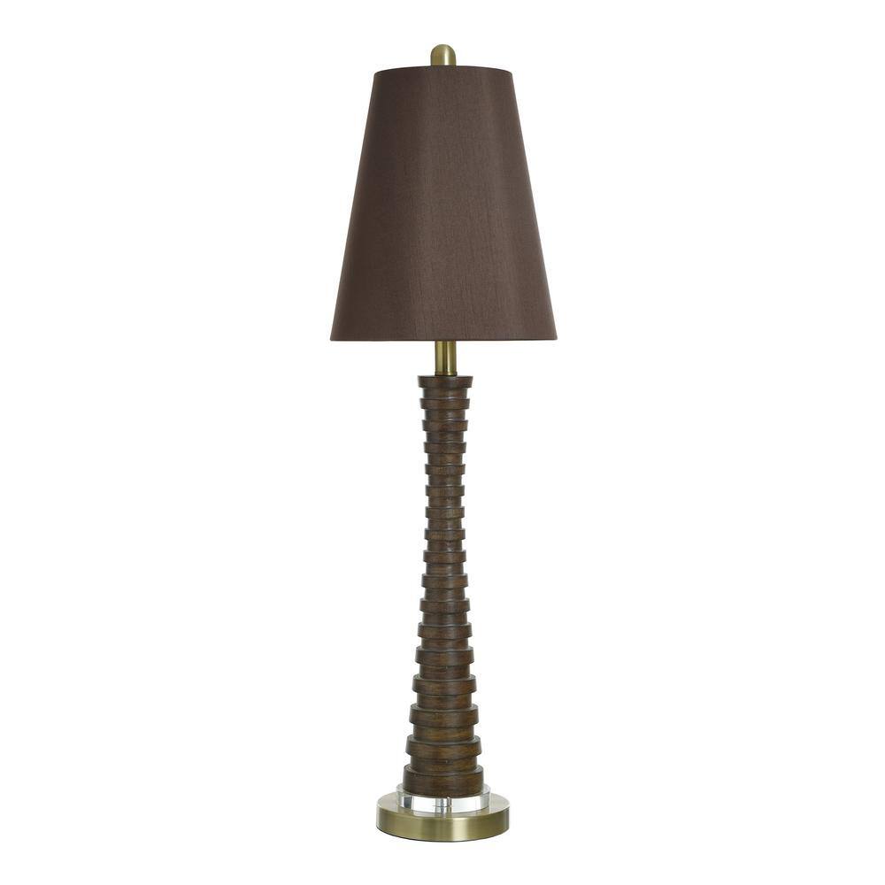 StyleCraft 35 in. Brown Candlestick Task And Reading Table Lamp for ...