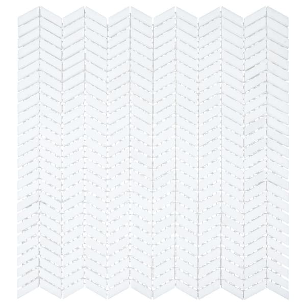 ANDOVA Rhythm Indie 5/16 in. x 1 in. Herringbone Pattern Matte Marble ...