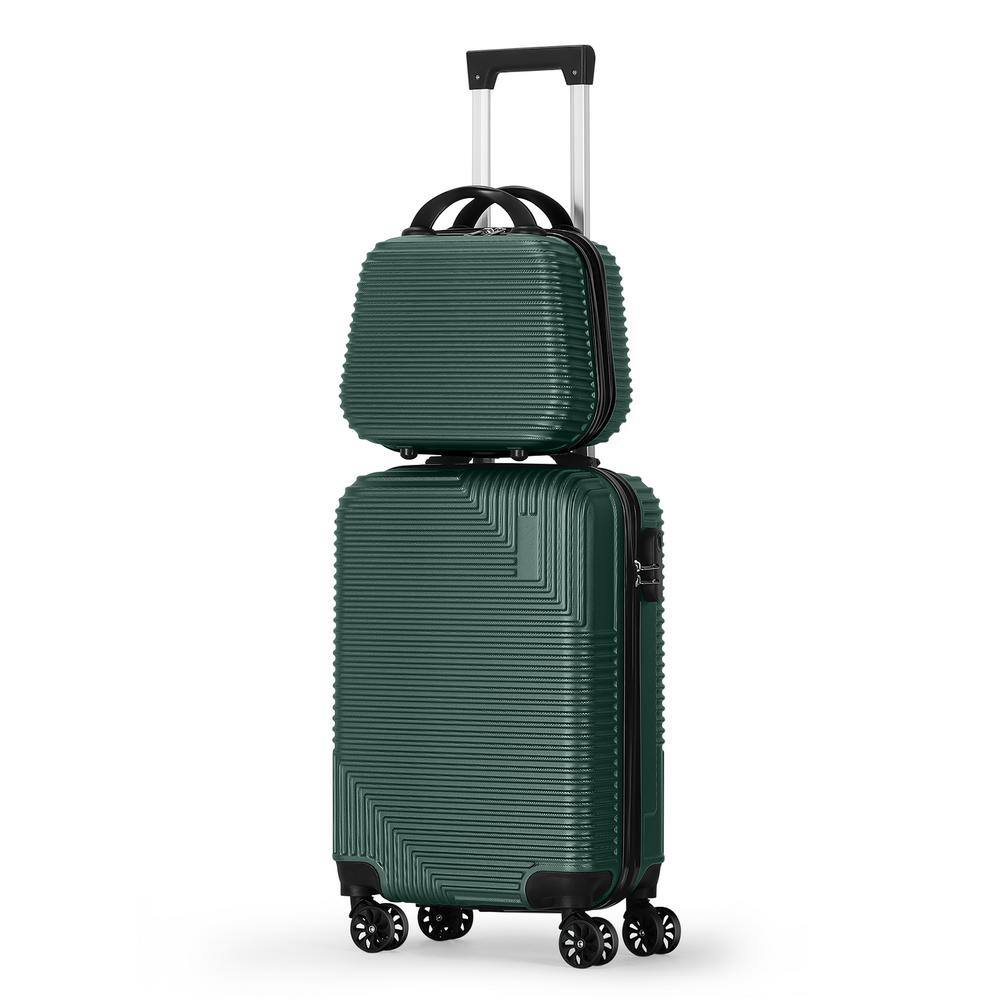HIKOLAYAE 2-Piece Green Luggage Set ABS Hardshell Lightweight Suitcase ...