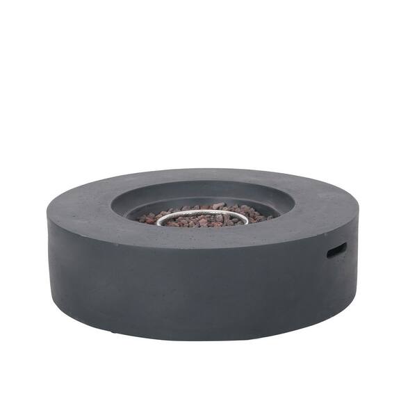 32 in. 40000 BTU Dark Grey Round Iron Propane Outdoor Patio Fire Pit ...