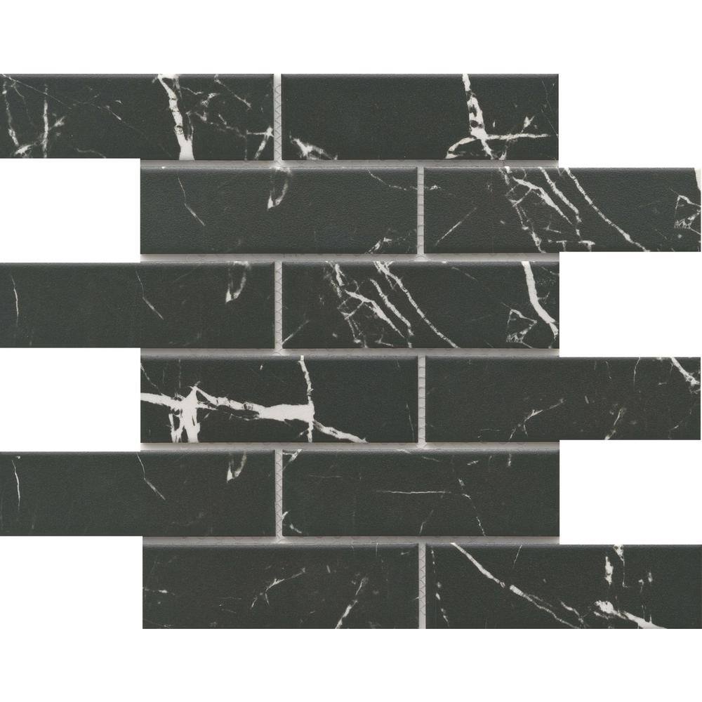 EMSER TILE Elegan Nero 11 in. x 12 in. Rectangular, Offset Matte ...