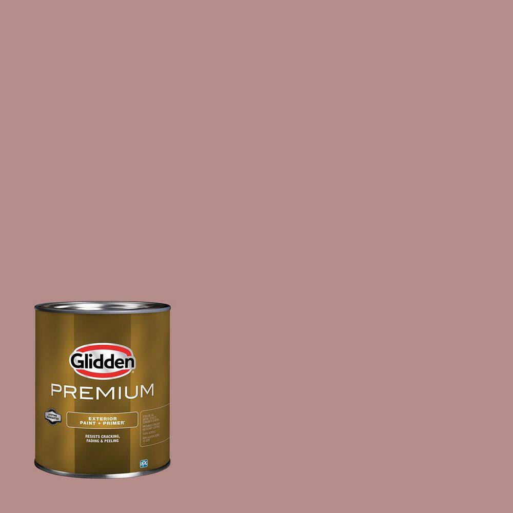 Glidden Premium 1 qt. PPG1053-5 Brandy Snaps Satin Exterior Latex Paint ...