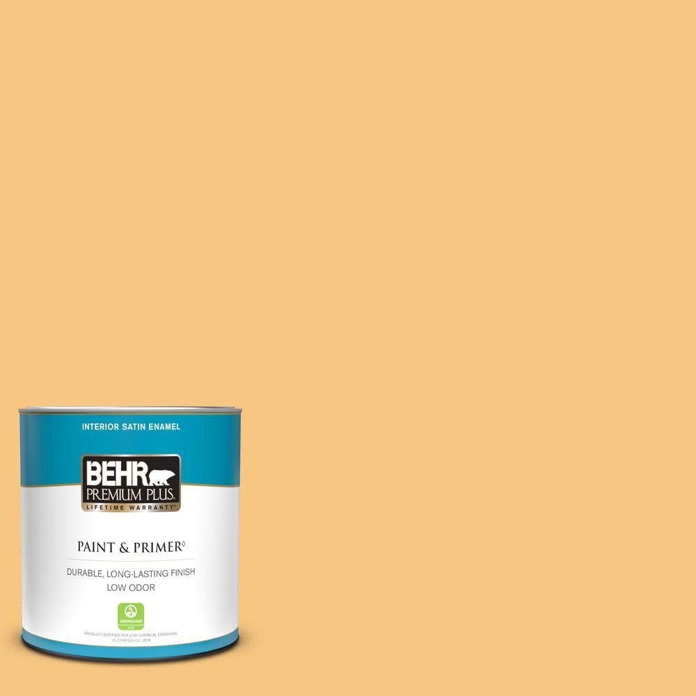 BEHR PREMIUM PLUS 1 qt. #PPU6-07 Jackfruit Satin Enamel Low Odor ...