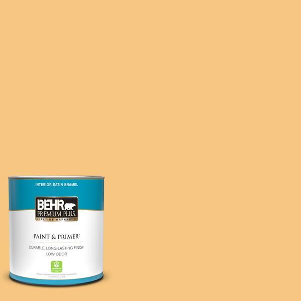 BEHR PREMIUM PLUS 1 qt. #PPU6-07 Jackfruit Satin Enamel Low Odor ...