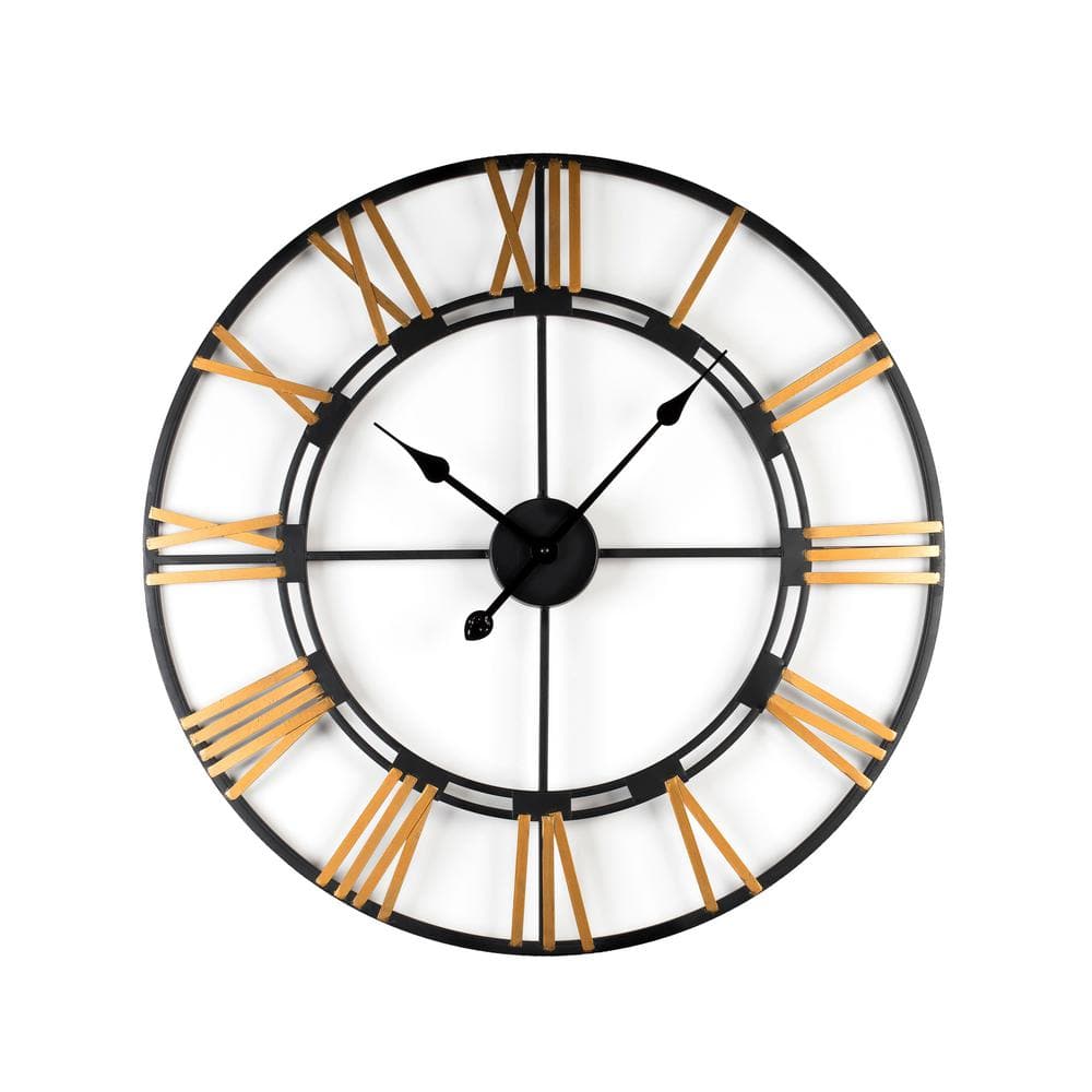 Peterson Artwares Wrought Iron Wall Clock With Bold Rusty Roman Number ...
