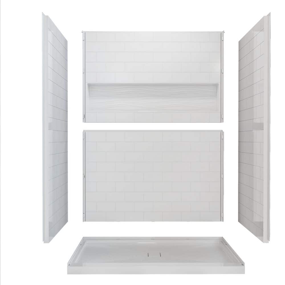 Vanity Art 60 in. x 32 in. 4-Piece Direct-to-Stud Alcove Shower Wall ...