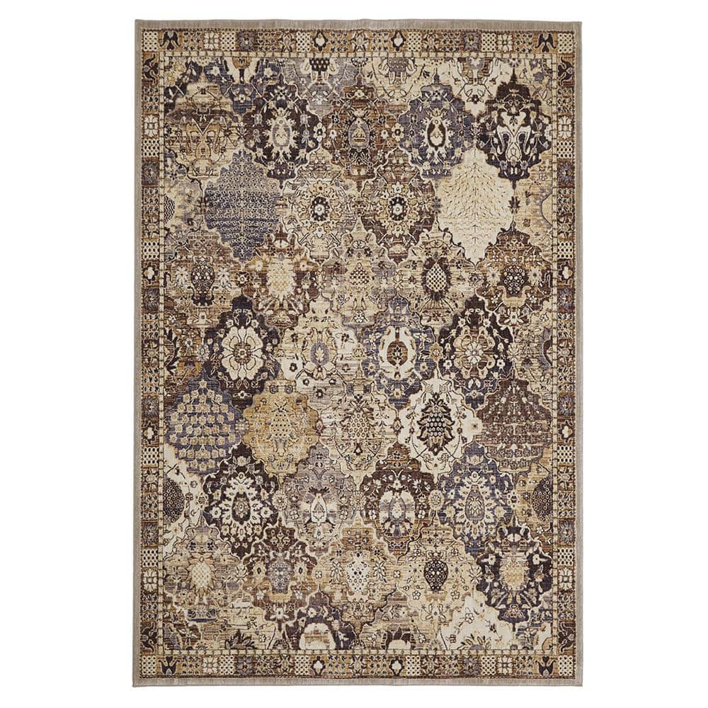 Home Decorators Collection Patchwork Gray 5 ft. x 7 ft. Medallion Area ...