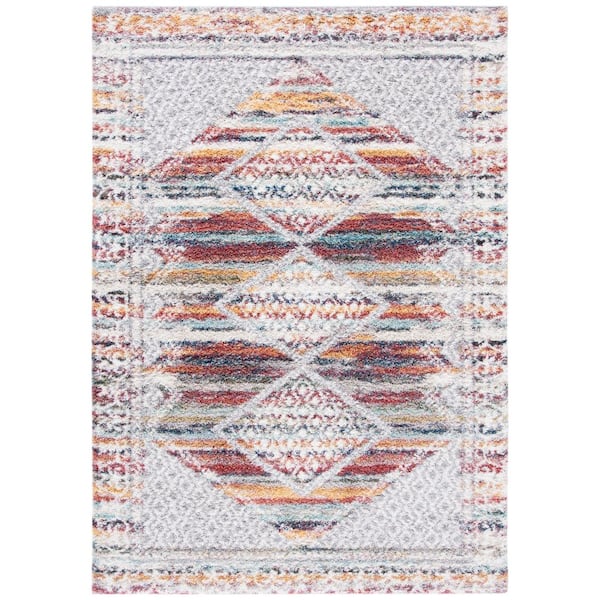 SAFAVIEH Calista 8 ft. x 10 ft. Ivory/Rust Geometric Border Area Rug ...