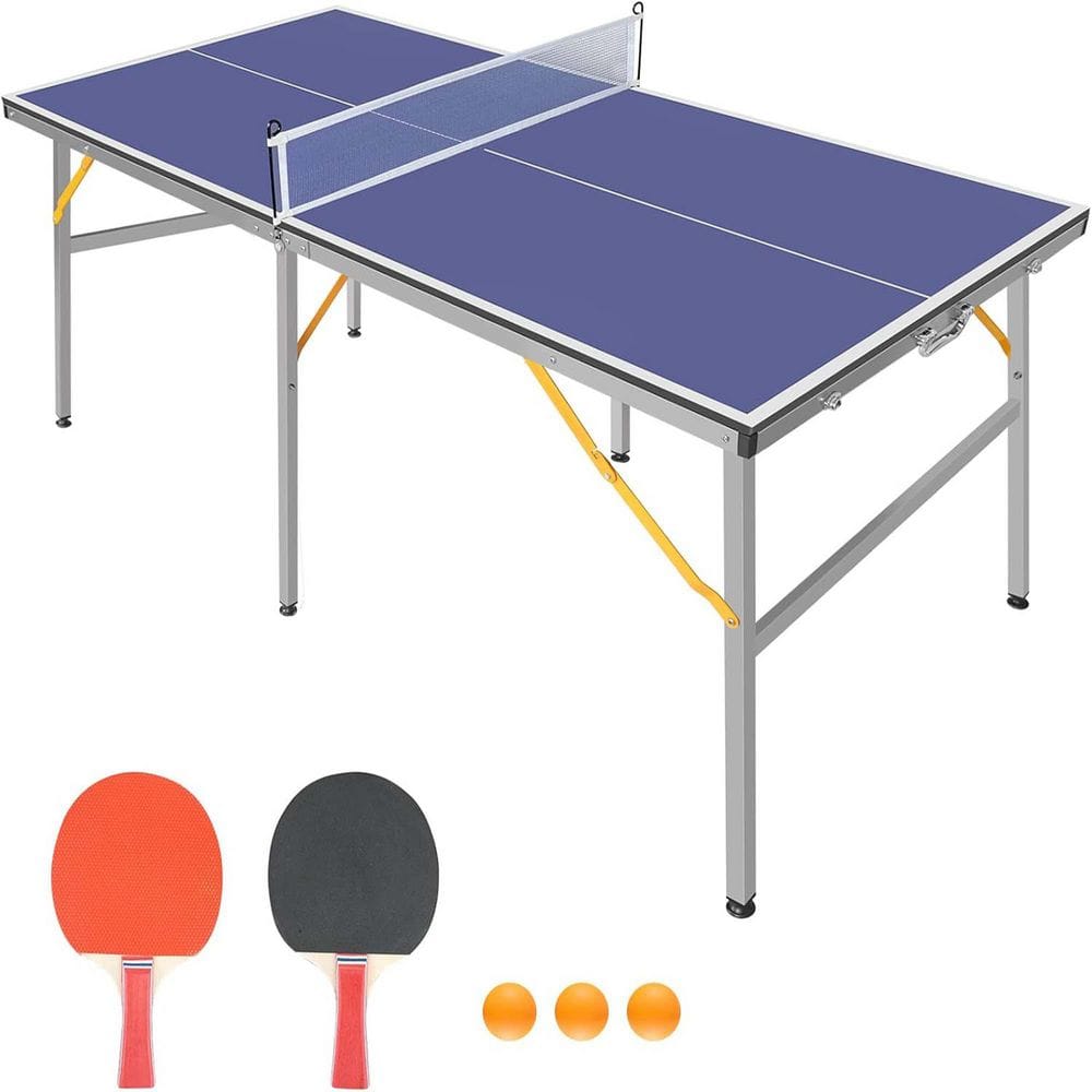Zeus & Ruta 6 ft. Mid-Size Tennis Table Foldable & Portable Ping Pong ...