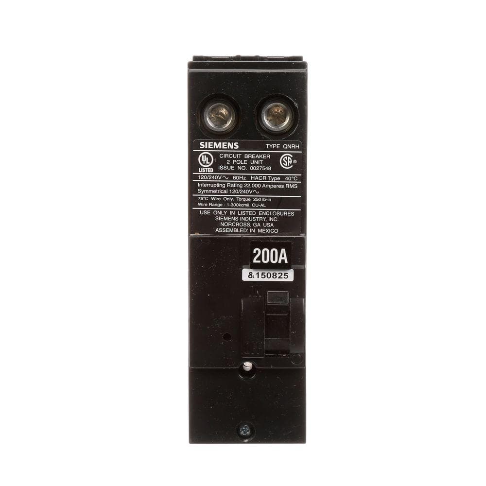 Siemens 200 Amp Double-Pole 22kA Type QN Reverse Handle Circuit Breaker ...