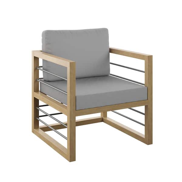 TK CLASSICS Cushioned Aluminum Outdoor Lounge Chair with Gray Cushions ...
