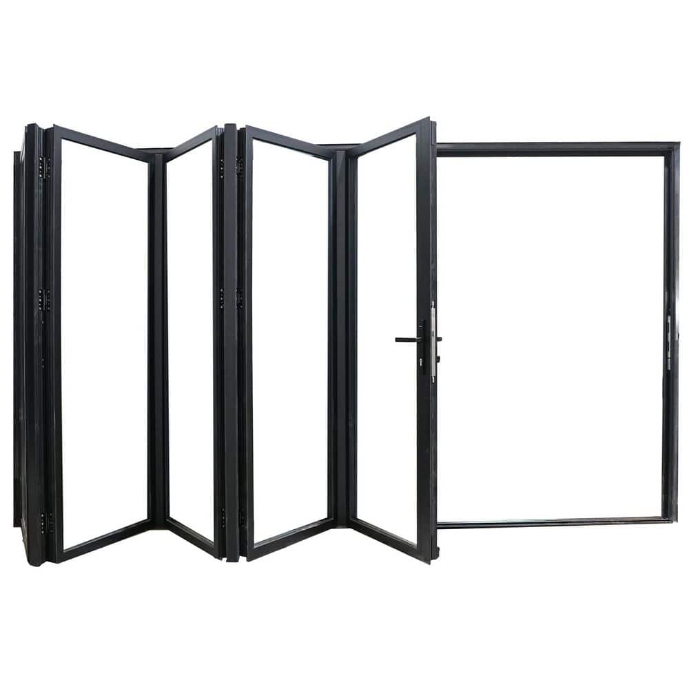 TEZA DOORS Teza 85 Series 144 in. x 96 in. Matte Black Right to Left ...